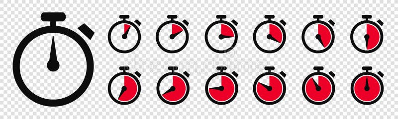 Timer Clock Stopwatch Isolated Set Icons With Different Time
