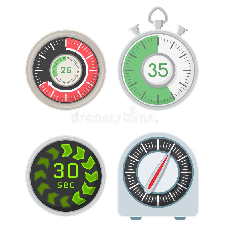 Set of Timer clocks stock vector. Illustration of graphic - 29908731