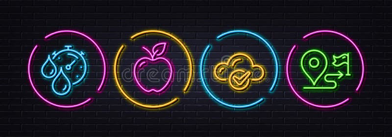 Timer with Cloud Outline Icons for Design on Black Background. Stock ...