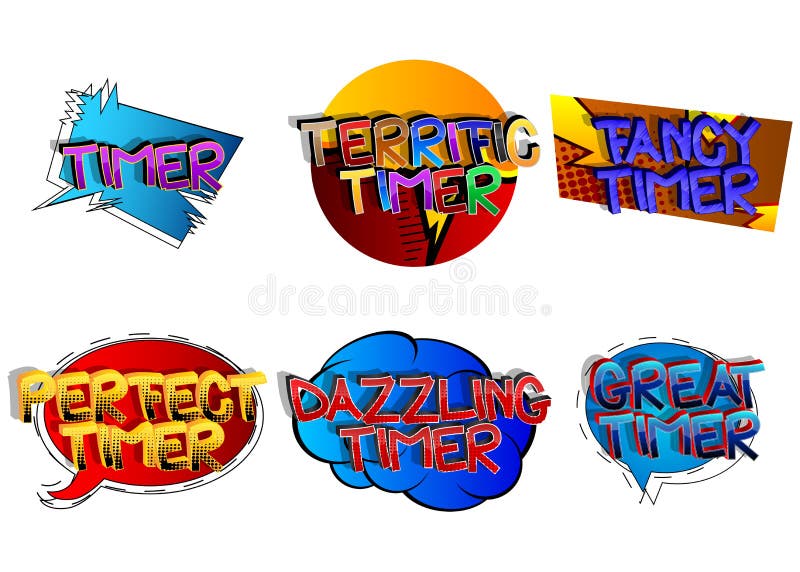 Timer Comic Book Style Cartoon Words Stock Vector - Illustration of ...