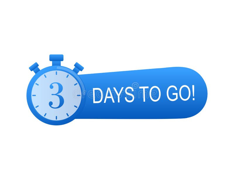 Timer With 3 Days To Go Flat Icon. Vector Stock Illustration On White ...