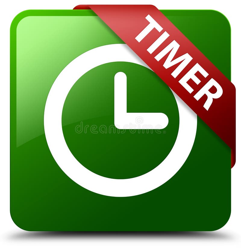 Timer green square button stock illustration. Illustration of sign ...