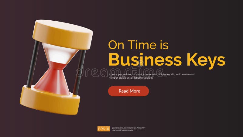 Timer Hourglass 3D Icon Illustration. Banner Business Landing Page ...