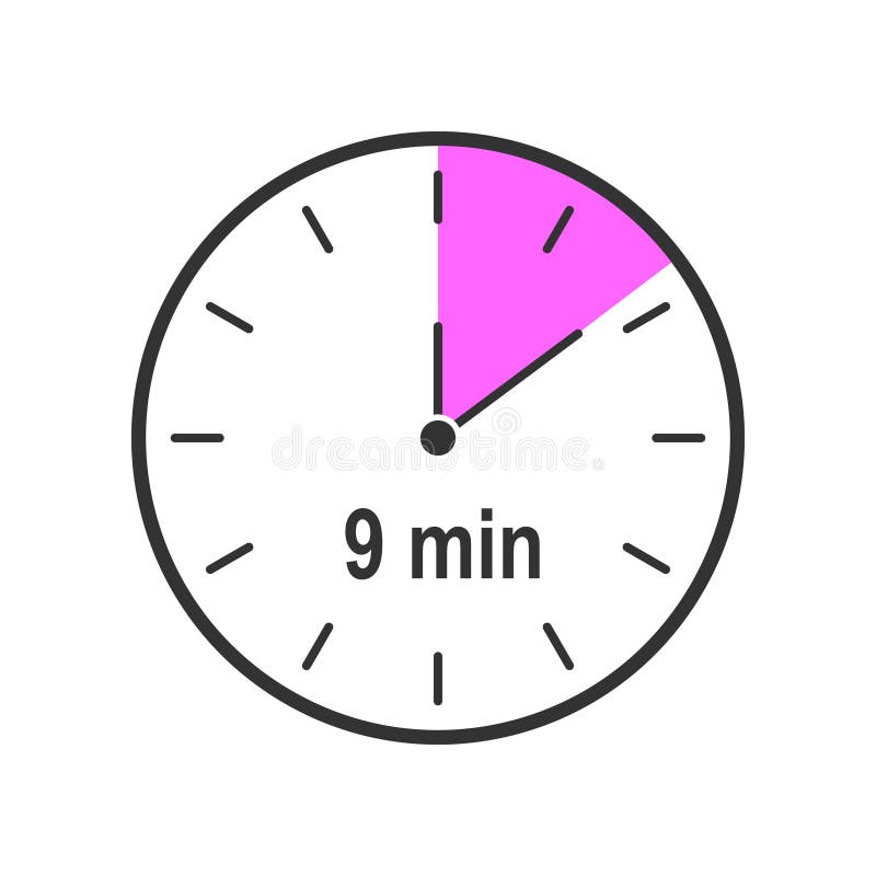 Timer Icon with 9 Minute Time Interval. Countdown Clock or Stopwatch ...