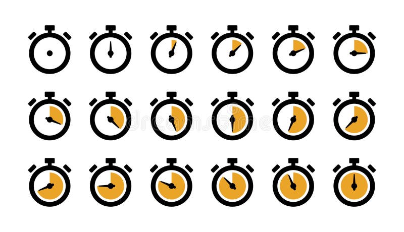 Timer Icon Set. Stopwatch Countdown Indicator Template Collection. Time Watch Illustration ...