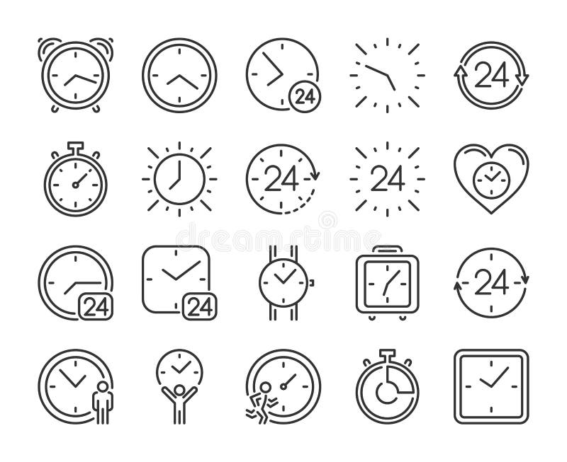 Timer Icon. Time Management Line Icons Set. Editable Stroke. Pixel ...