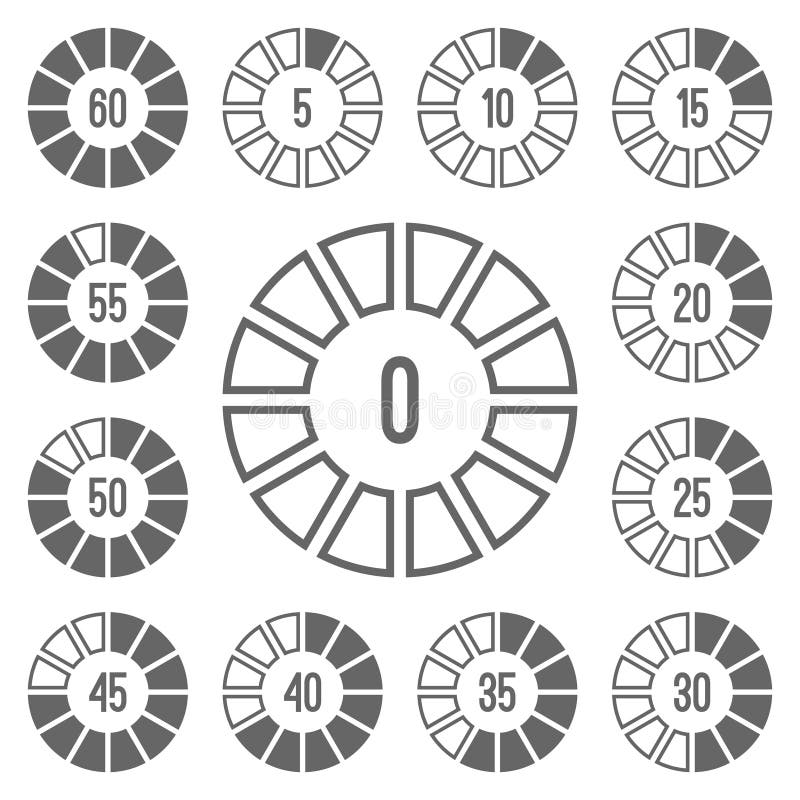 Timer Icons Set Gray stock vector. Illustration of circle - 58023599