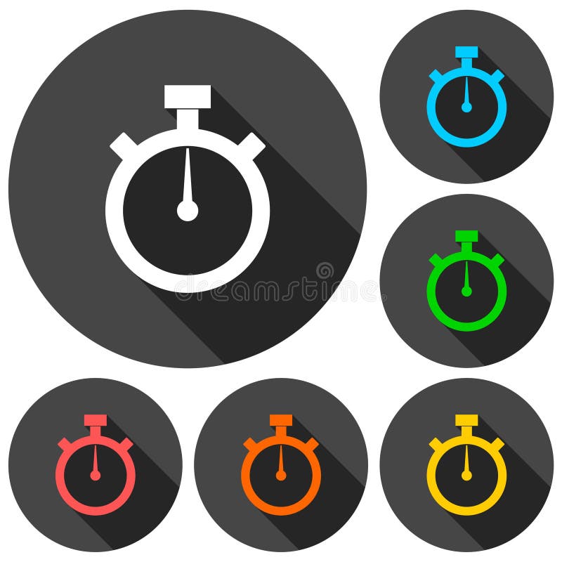 Timer Icons Set with Long Shadow Stock Vector - Illustration of second ...