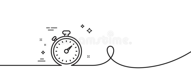 Timer Line Icon. Stopwatch Sign. Continuous Line with Curl. Vector ...