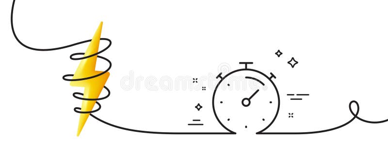 Timer Line Icon. Stopwatch Time Sign. Continuous Line with Curl. Vector ...