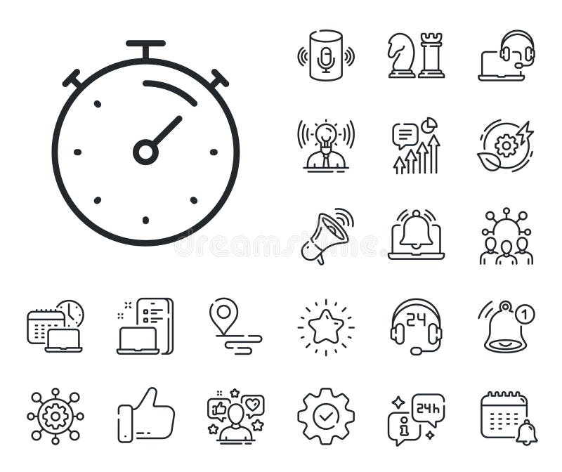 Timer Line Icon. Stopwatch Time Sign. Place Location, Technology and ...