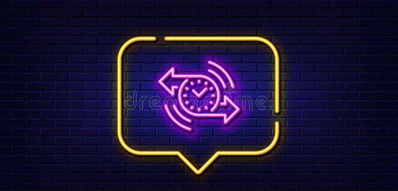 Timer Line Icon. Time or Clock Sign. Neon Light Speech Bubble. Vector ...