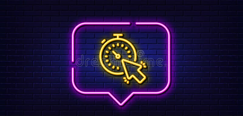 Timer Line Icon. Time or Clock Sign. Neon Light Speech Bubble. Vector ...