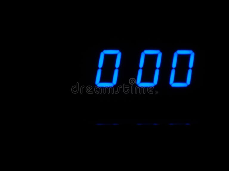 Digital Countdown at Zero, Blue Figures on Black Blackground. Timer ...