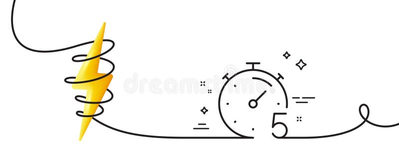 Timer 5 Minutes Line Icon. Stopwatch Time Sign. Continuous Line with ...