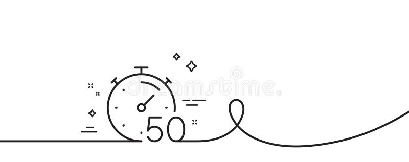 Timer 50 Minutes Line Icon. Stopwatch Time Sign. Continuous Line with ...