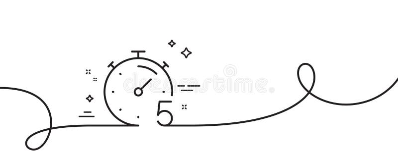Timer 5 Minutes Line Icon. Stopwatch Time Sign. Continuous Line with ...