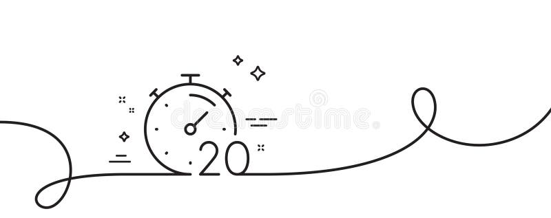 Timer 20 Minutes Line Icon. Stopwatch Time Sign. Continuous Line with ...