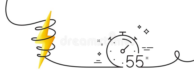 Timer 55 Minutes Line Icon. Stopwatch Time Sign. Continuous Line with ...