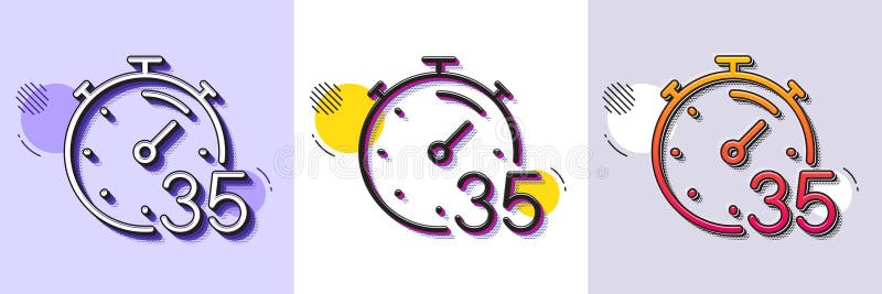 Timer 35 Minutes Line Icon. Stopwatch Time Sign. Halftone Dotted ...