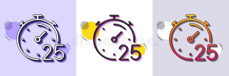 Timer 25 Minutes Line Icon. Stopwatch Time Sign. Halftone Dotted ...