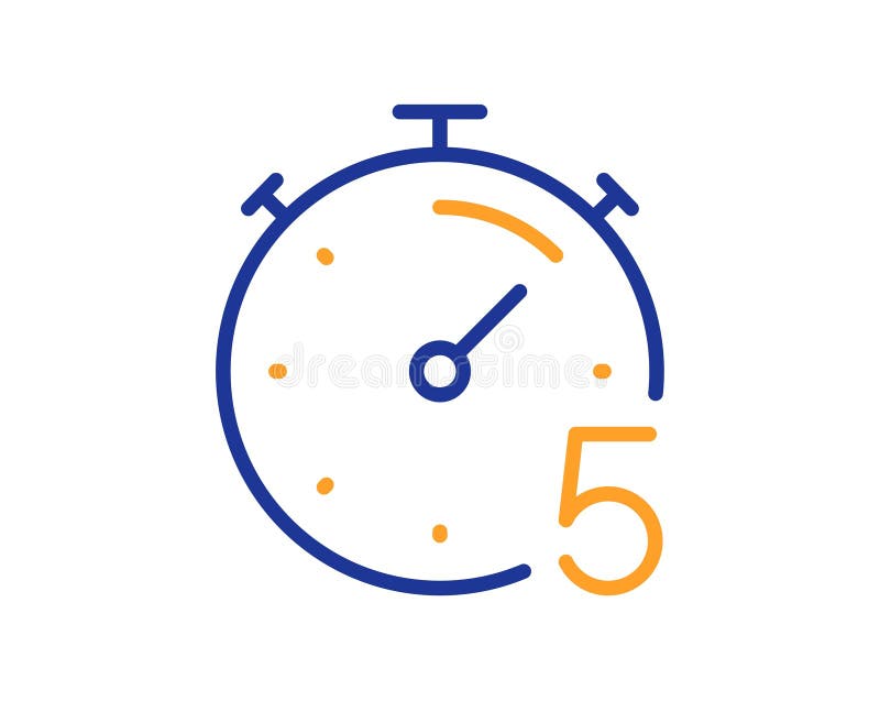 Timer 5 Minutes Line Icon. Stopwatch Time Sign. Vector Stock Vector ...