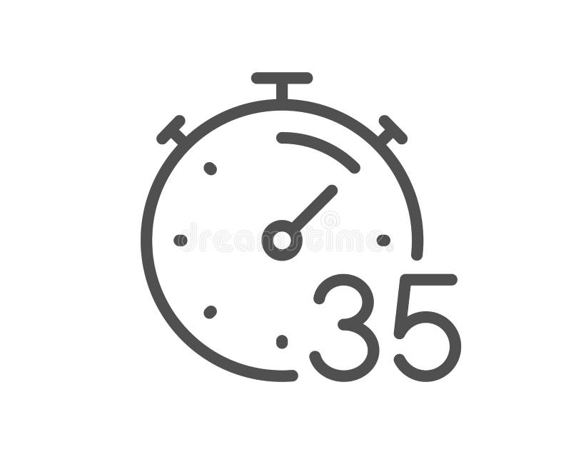 Timer 35 Minutes Line Icon. Stopwatch Time Sign. Vector Stock Vector ...