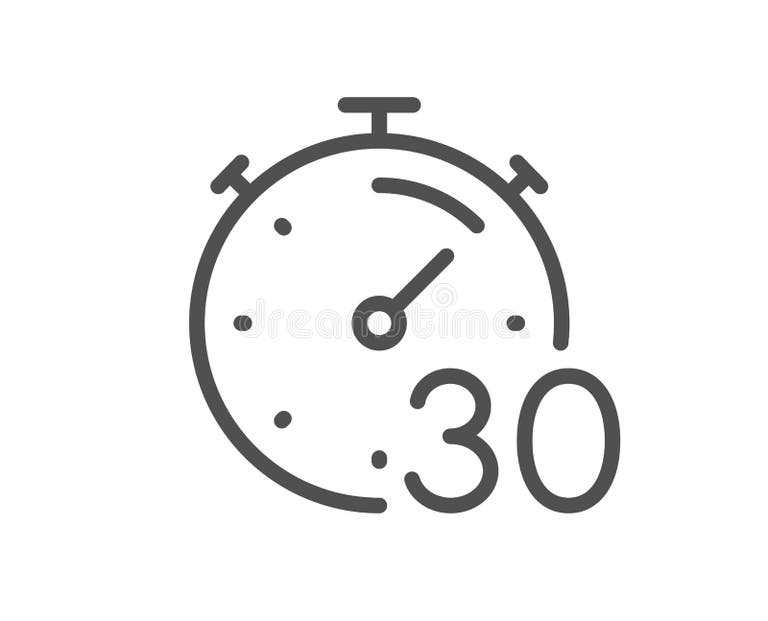 Timer 30 Minutes Line Icon. Stopwatch Time Sign. Vector Stock Vector ...