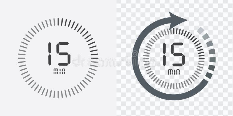 "Timer and Stopwatch Vector Icon - 15 Minutes Countdown Timer Symbol in ...