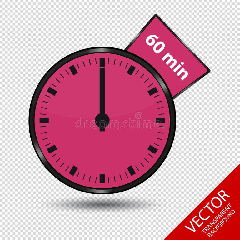 Timer 60 Minutes - Vector Illustration - Isolated on Transparent ...