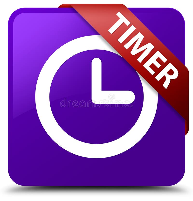 Timer Purple Square Button Red Ribbon in Corner Stock Illustration ...