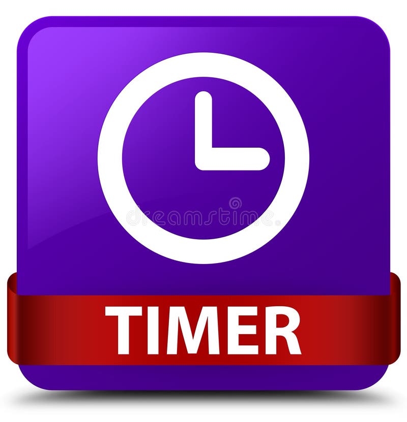 Timer Purple Square Button Red Ribbon in Middle Stock Illustration ...