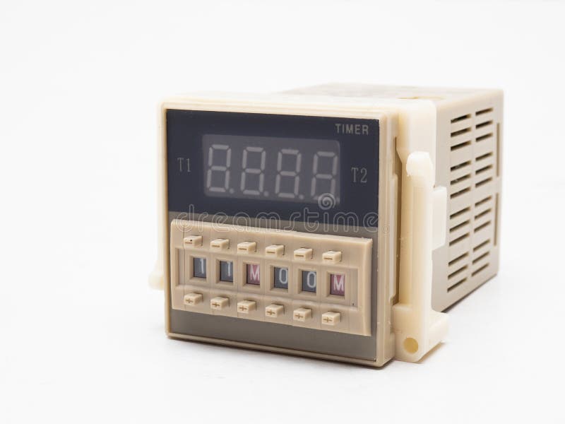 Industrial Timer Relay Switch, Isolated on White Stock Photo - Image of ...