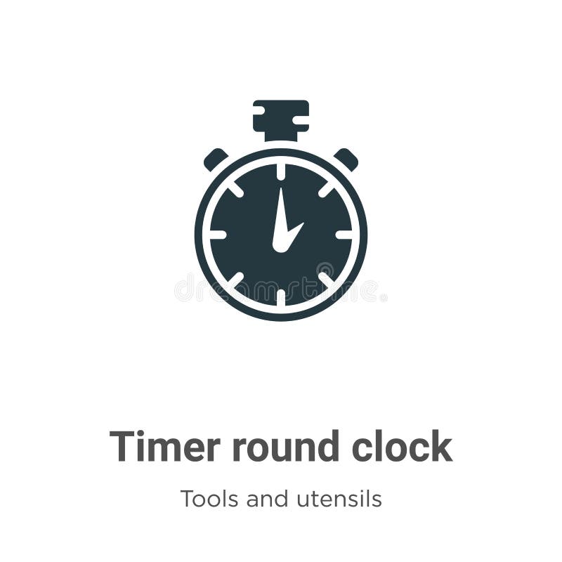 Timer Round Clock Vector Icon on White Background. Flat Vector Timer ...