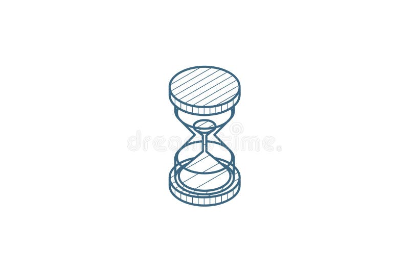 Timer, Sand Hourglass, Glass Clock Isometric Icon. 3d Line Art ...