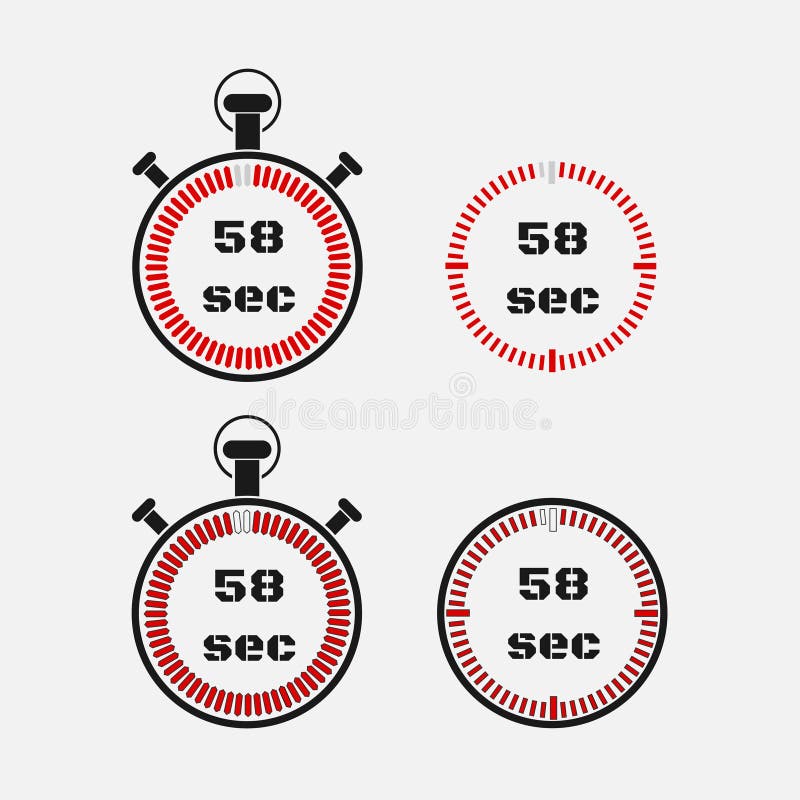 Timer 58 Seconds on Gray Background . Stock Illustration - Illustration ...
