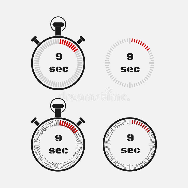 Timer 9 Seconds on Gray Background . Stock Illustration - Illustration ...