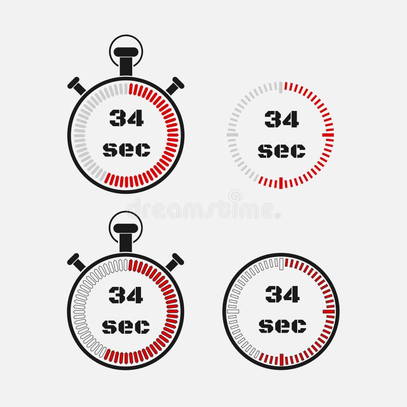 Timer 34 Seconds on Gray Background . Stock Illustration - Illustration ...