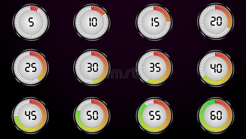 The Timer for 60 Seconds. Set of Icons. Stock Illustration ...