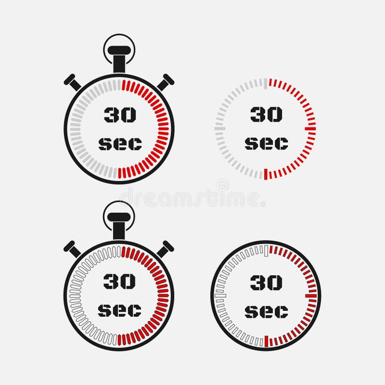 Timer 30 Sekunden Auf Grauem Hintergrund Stock Abbildung - Illustration ...