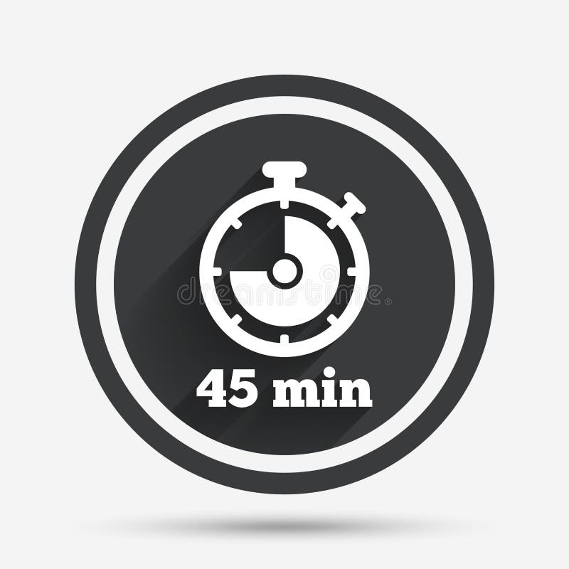 Timer Sign Icon. 45 Minutes Stopwatch Symbol Stock Vector ...