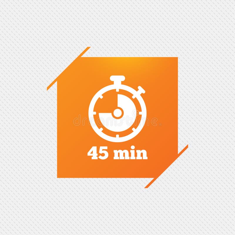 Timer Sign Icon. 45 Minutes Stopwatch Symbol Stock Vector ...
