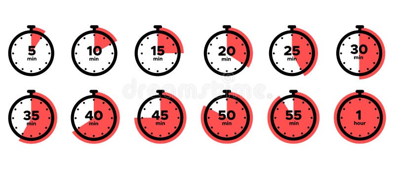 Timer and Stopwatch Vector Icons Set. Kitchen or Cooking Timer Icon ...