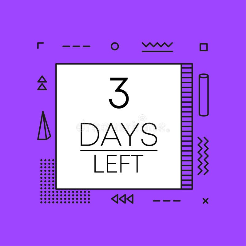 Timer Three Days Left Countdown Template on Purple Background. Geometry ...