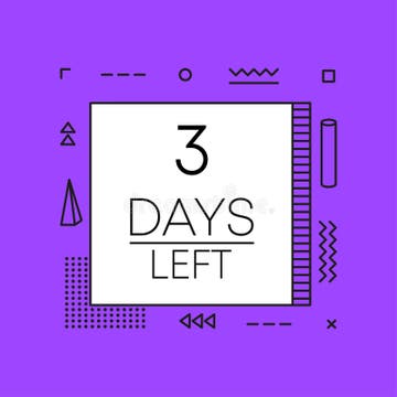 Timer Three Days Left Countdown Template on Purple Background. Geometry ...