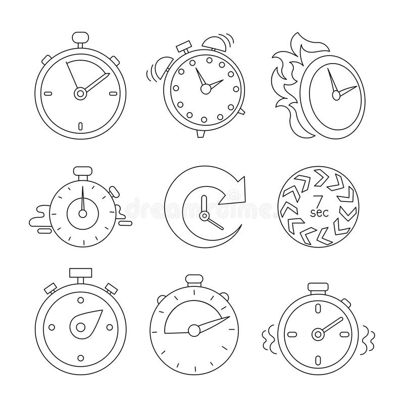 Timer Time Countdown. Coloring Page Stock Illustration - Illustration ...