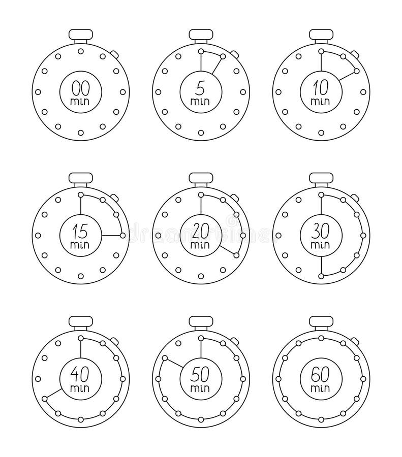 Timer Time Countdown. Coloring Page Stock Vector - Illustration of ...