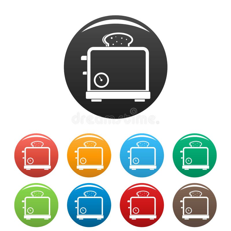 Timer Toaster Icons Set Color Stock Vector - Illustration of funny ... Timer Toaster Icons Set Color Stock Vector - Illustration of funny ...
