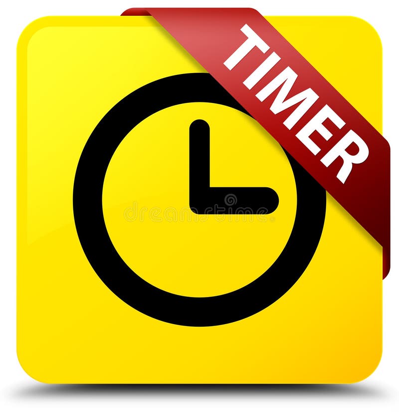 Timer Yellow Square Button Red Ribbon in Corner Stock Illustration ...