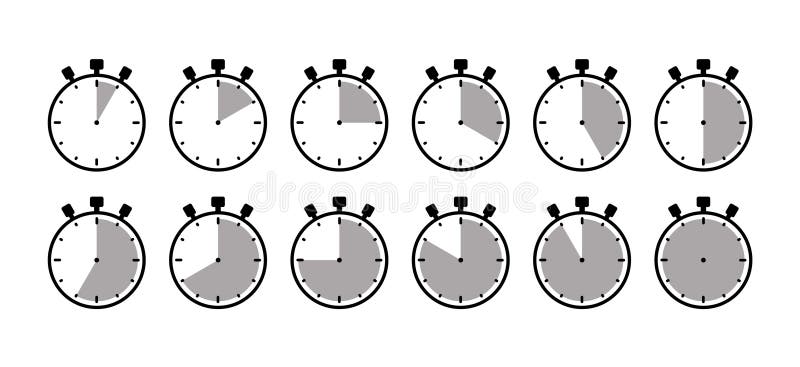 Timers, Clock, Chronometer Icons. Set of Stopwatches. Vector Illustration Stock Vector ...